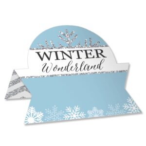 big dot of happiness winter wonderland - snowflake holiday party and winter wedding tent buffet card - table setting name place cards - set of 24