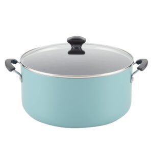 farberware cookware nonstick stockpot with lid, 10.5 quart, aqua