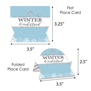 Big Dot of Happiness Winter Wonderland - Snowflake Holiday Party and Winter Wedding Tent Buffet Card - Table Setting Name Place Cards - Set of 24