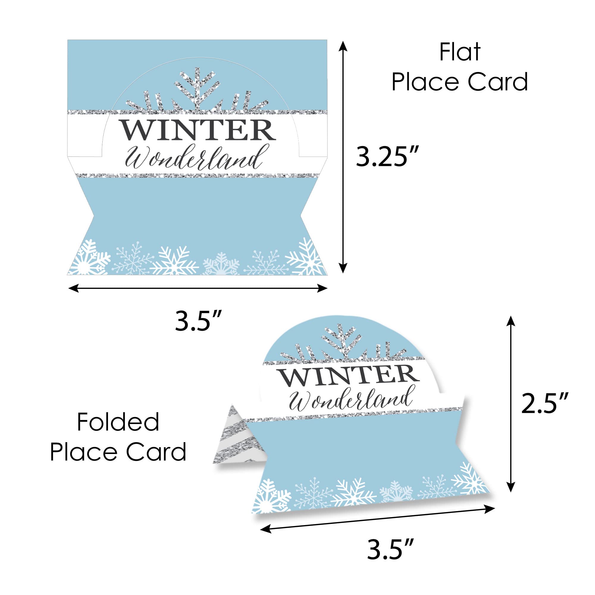 Big Dot of Happiness Winter Wonderland - Snowflake Holiday Party and Winter Wedding Tent Buffet Card - Table Setting Name Place Cards - Set of 24