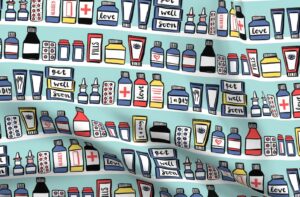 spoonflower fabric - medicine medical pills doctor printed on petal signature cotton fabric fat quarter - sewing quilting apparel crafts decor