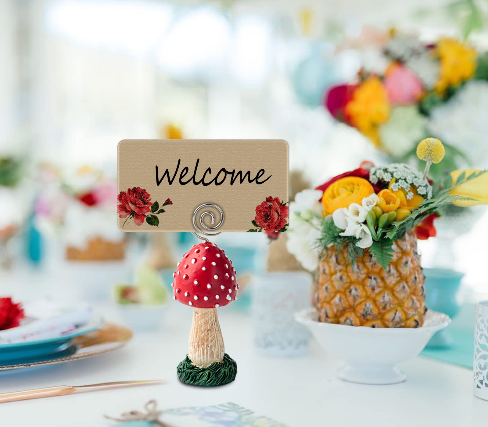 dgudgu Mushroom Table Number Holders 8Pcs Place Card Holder Table Card Holders Food Signs For Party Buffet Place Card Holders For Table Place Card Holders Table Sign Holders