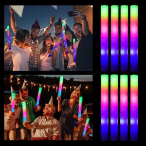 glow sticks bulk, 8 pcs led foam glow sticks, christmas party favors with 3 modes colorful flashing, glow in the dark party supplies light up toys for parties, wedding, birthday, new years, concert