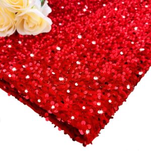 sequin fabric red glitter fabric stretch velvet fabric by the yard 1 yard mermaid sequins fabric large sequins christmas fabric for sewing dress sparkly fabrics for diy making outdoor polyester cloth