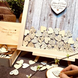 Wedding Guest Book Alternative Rustic Wedding Table Decorations Wedding Favors Wedding Decorations for Reception Wedding Bridal Shower Decor Vow Books with 100 Wood Hearts