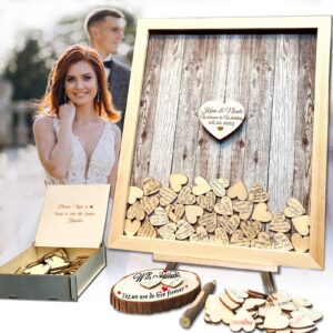 wedding guest book alternative rustic wedding table decorations wedding favors wedding decorations for reception wedding bridal shower decor vow books with 100 wood hearts