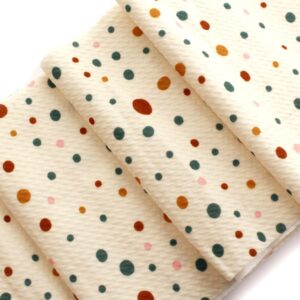 rustic sienna multi-colored dots liverpool bullet fabric textured knit 4 way stretch - 6" strip