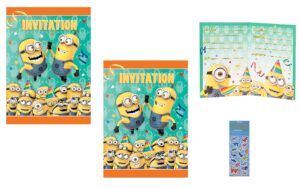 unique despicable me birthday party supplies bundle pack includes party invitations with envelopes - 16 count