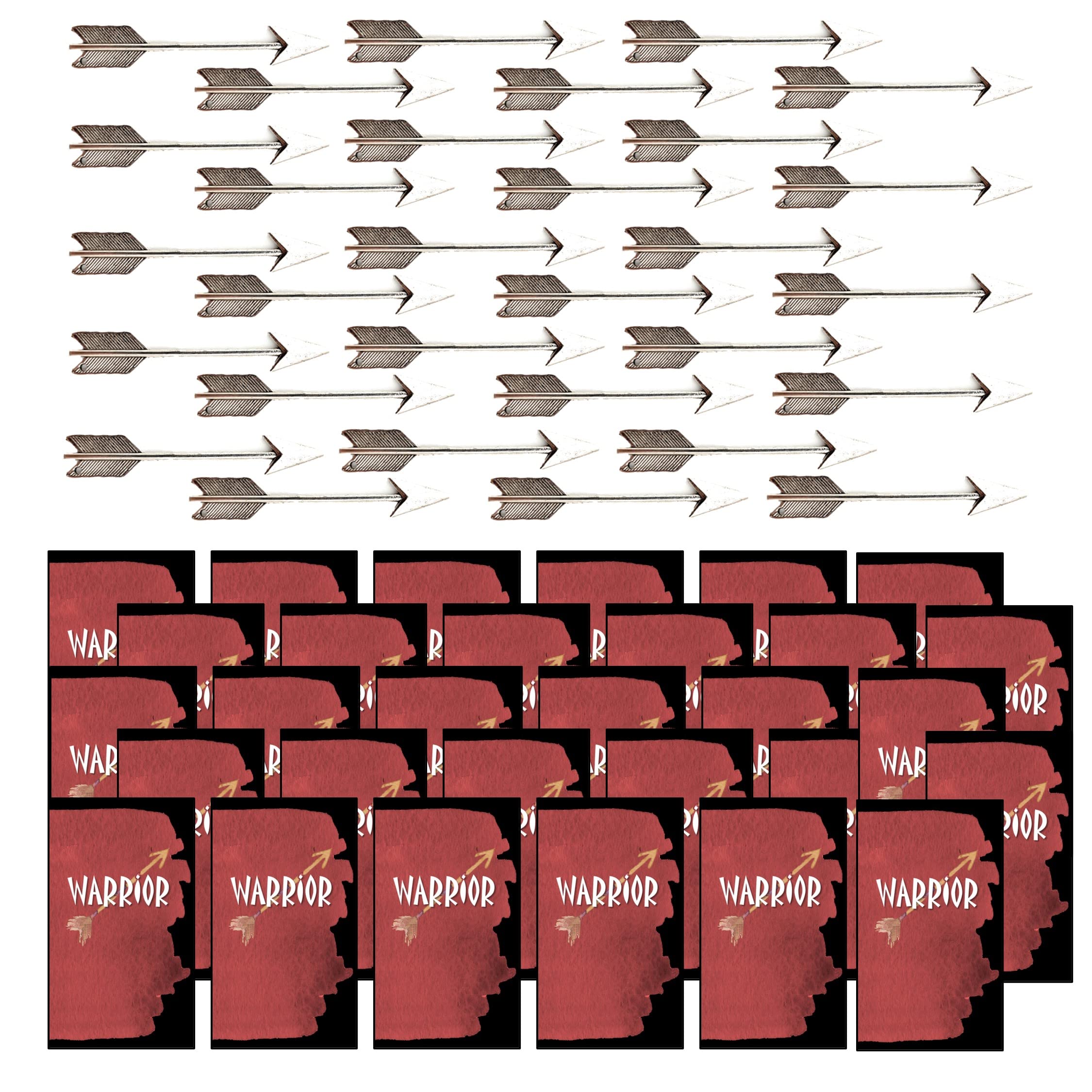 Smiling Wisdom - Bulk 30 Warrior Gift Sets - Employees Staff Mini Warrior Appreciation Cards, Bags and Arrow Keepsake Gifts (90 Pcs) - Silver Arrow