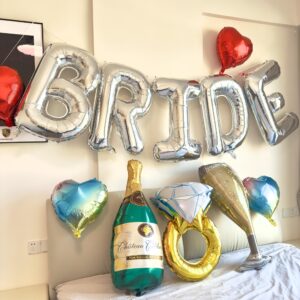 Huge Silver Bride Balloons Set， Diamond Ring Balloon, Silver Bachelorette Party Decorations Bride Balloons Bachelorette Bachelorette Balloons,Bridal Shower Balloon, Bride Decorations