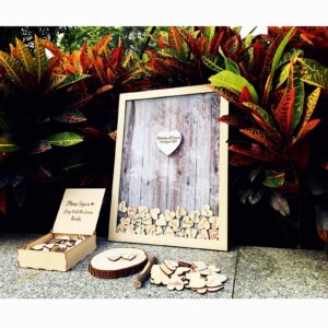 Wedding Guest Book Alternative Rustic Wedding Table Decorations Wedding Favors Wedding Decorations for Reception Wedding Bridal Shower Decor Vow Books with 100 Wood Hearts