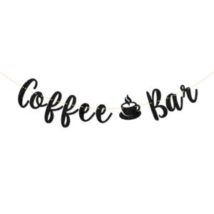 talorine coffee bar banner, bridal shower, engagement, wedding, bar party decorations (black glitter)