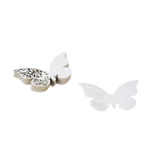 wdonay 3d butterfly wine glass cup cards wedding place card pearlized paper table number cards decoration for cakes party home celebration 50 pcs（white）