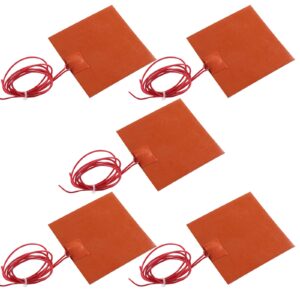 harissess 5pcs silicone rubber heating pad,12v 7.5w heating baking mats electric blanket flexible mat constant temperature 200℃ max (50x50mm）