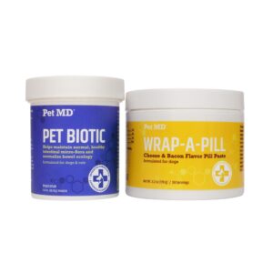 pet md biotic probiotic powder & wrap a pill cheese + bacon flavor pill paste