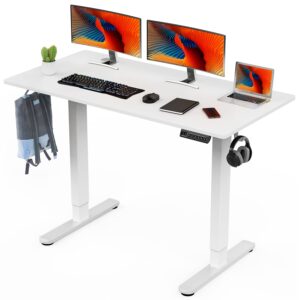 sweetcrispy electric standing desk, 55 x 24in adjustable height electric stand up desk standing computer desk home office desk ergonomic workstation with 3 memory controller, white