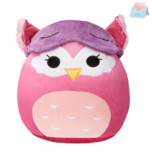 bstaofy cute owl soft plush pillow with removable eye mask squishy owl stuffed animal cushion hugging stretchy nap pillow christmas holiday valentines birthday gifts for toddlers kids, 12’’