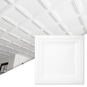 art3d 12-pack square drop ceiling tile 2ft x 2ft in white, pvc ceiling panel 24 x 24in. - compatible with 15/16" drop ceiling grid system