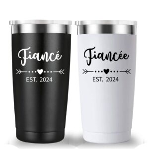 mamihlap engagement gift for couple tumbler.boyfriend girlfriend fiance fiancee gift for him and her.gifts for newly engaged anniversary bride groom mr mrs him hers(20oz black&white)