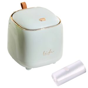 sheebo premium tea pot mini trash can with lid wastebasket 50 counts mini trash bags for bathroom vanity, desktop, tabletop or coffee table - 2 liter (tea pot - teal)