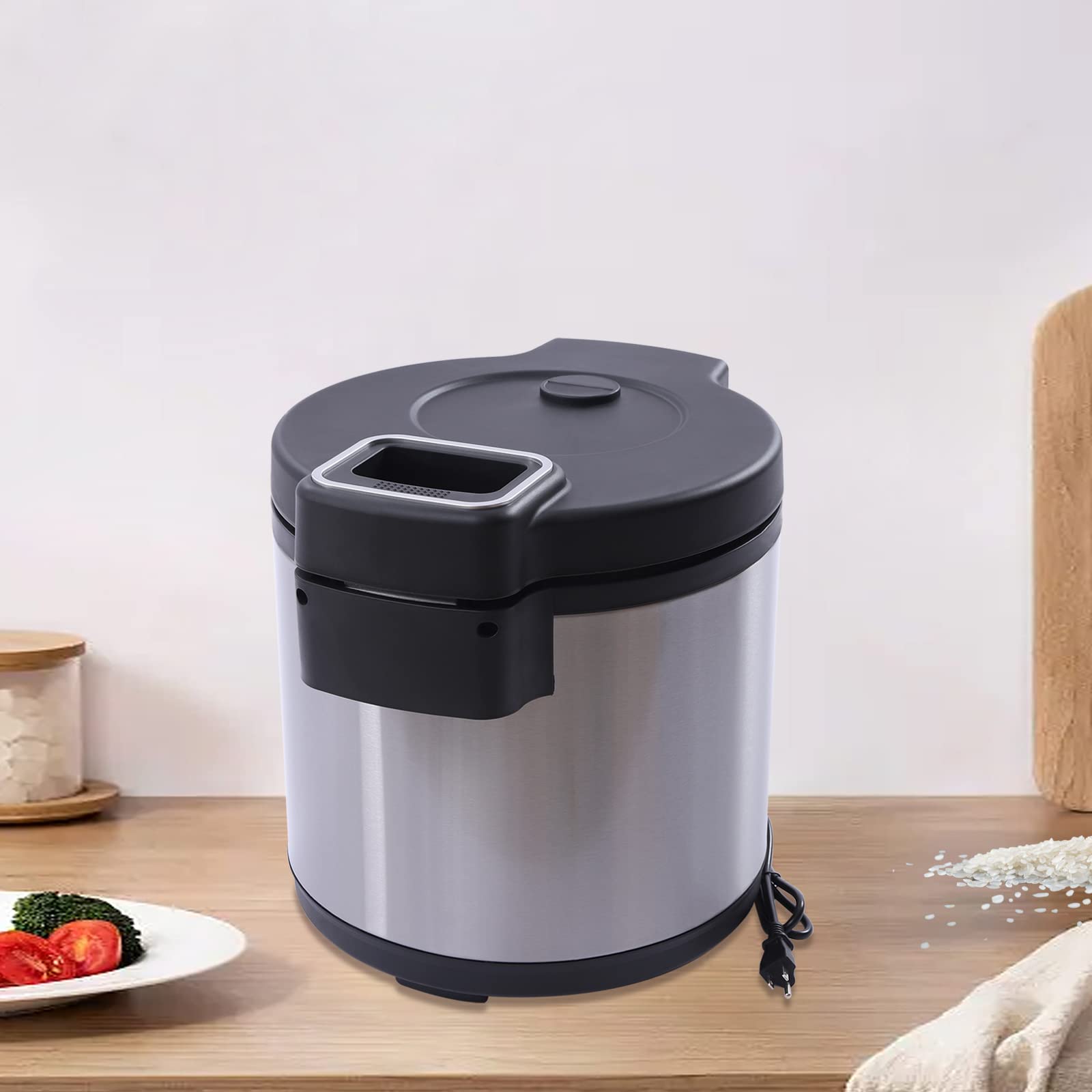 Commercial Electric Rice Warmer, Non-Stick Inner Pot, Efficient Insulation Electric Rice Warmer, Stainless Steel,19 L/20QT-Large, 154.4℉/161.6 ℉, Black (Warm Function only, not a Cooker)