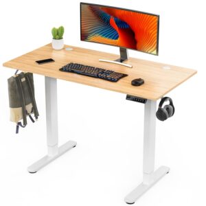 sweetcrispy electric standing desk, 40 x 24in adjustable height electric stand up desk standing computer desk home office desk ergonomic workstation with 3 memory controller, bamboo texture