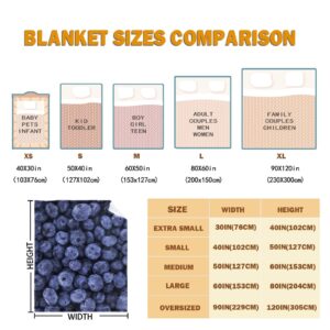 Blueberry Throw Blanket 3D Food Blanket for Girls Boys Kids Soft Cozy Fleece Funny Food Blanket for Bed Couch Sofa Chairs—All Season Small 50"x40"(Throw) Kid