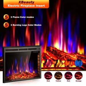 XBeauty 36 Inch Fireplace Inserts Electric Heater with Touch Screen,5 Flame Color & Timer Control,750W-1500W and Remote Control.