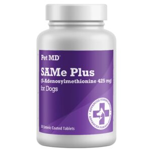 pet md same plus liver support for dogs - canine hepatic support & brain health supplement - b vitamins & same for dogs - enteric coated tablets - 425mg - 30 ct