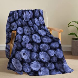 Blueberry Throw Blanket 3D Food Blanket for Girls Boys Kids Soft Cozy Fleece Funny Food Blanket for Bed Couch Sofa Chairs—All Season Small 50"x40"(Throw) Kid