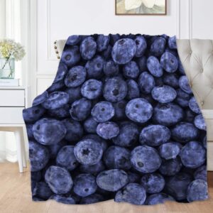 blueberry throw blanket 3d food blanket for girls boys kids soft cozy fleece funny food blanket for bed couch sofa chairs—all season small 50"x40"(throw) kid