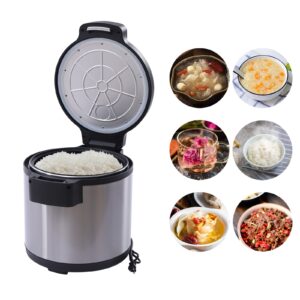 Commercial Electric Rice Warmer, Non-Stick Inner Pot, Efficient Insulation Electric Rice Warmer, Stainless Steel,19 L/20QT-Large, 154.4℉/161.6 ℉, Black (Warm Function only, not a Cooker)