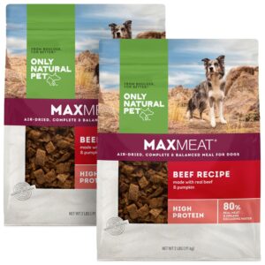 only natural pet maxmeat holistic air dried dry dog food - all natural, high protein, grain free and limited ingredient - made with real meat - beef with pumpkin & parsley 2 lb (pack of 2)