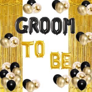 groom to be balloons gold and black bachelor party banner men bachelor/team groom/bridegroom to be themed decor for bridegroom shower engagement wedding bachelorette party supplies decorations