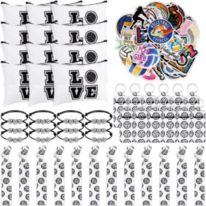 leifide 148 pcs volleyball gifts volleyball party favors volleyball team gift bags bracelet keychain hair ties stickers goodie bags for volleyball birthday decorations