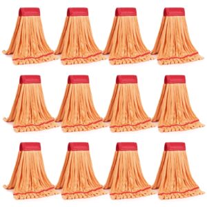 matthew cleaning microfiber tube mop(meduim,orange,12pack) heavy duty mop head replacement,excellent absorbency,premium launderability,reusable,loop end for home,commercial and industrial use