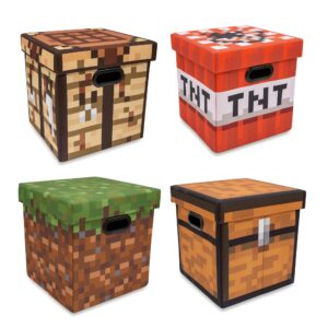 minecraft 4-piece 13 inch fabric storage bin bundle