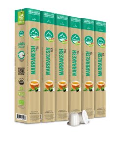 la natura lifestyle organic marrakesh green tea - caffeine-free, refreshing marrakesh tea pods for nespresso original line machines - compostable capsules - plastic & aluminum free (60 count)