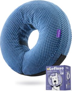 loflaze inflatable dog cone collar - dog neck donut cone collar alternative after surgery - soft cone for large medium small dogs cats - alternative recovery e collar (blue, m)