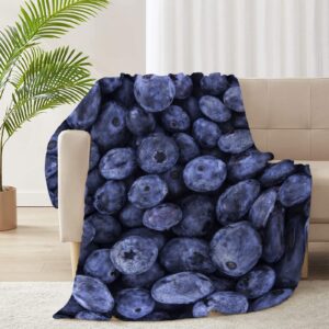 Blueberry Throw Blanket 3D Food Blanket for Girls Boys Kids Soft Cozy Fleece Funny Food Blanket for Bed Couch Sofa Chairs—All Season Small 50"x40"(Throw) Kid