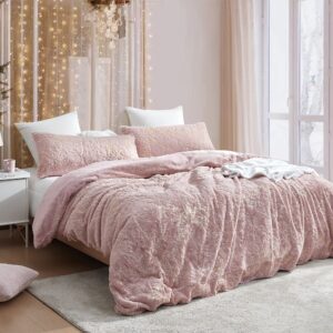 byourbed golden egg - coma inducer® oversized king duvet cover set - peachy pink (with gold foil)