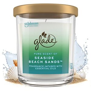 glade candle jar, large candle infused with essential oils, air freshener for home decor, seaside beach sands, 16oz