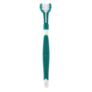 dog toothbrush soft bristles non-slip handle dental care plastic three sided oral cleaning toothbrush for home atrovirens