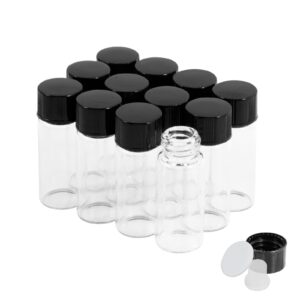 cadbibe 4ml clear glass vials with screw caps and plastic stoppers, 1 dram small liquid sample vial, leak-proof vial, 12pcs