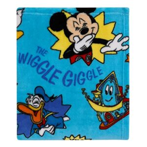 nojo disney mickey mouse funhouse crew blue, red and yellow, funny, and donald duck laugh it up super soft toddler blanket