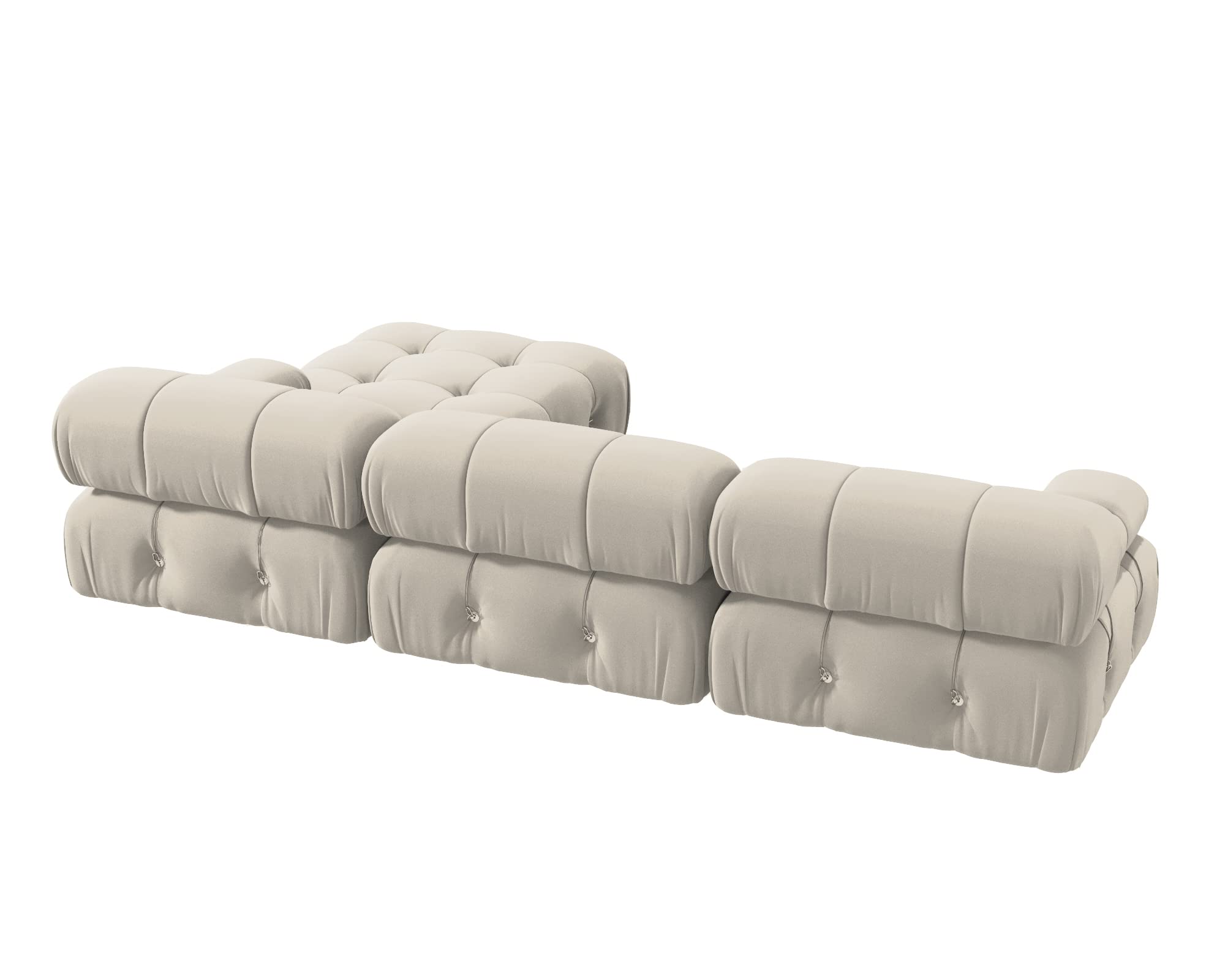 Sdorens Modern Velvet Sectional Sofa, L Shape Minimalist Modular 4-Seater Sofa with Ottomans for Living Room Office Apartment (104in/Beige)