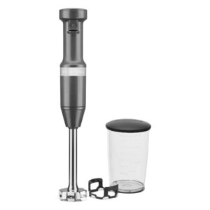 KitchenAid Variable Speed Corded Hand Blender - KHBV53, Matte Charcoal Grey, 8 in & KFC3516CU 3.5 Cup Food Chopper, Contour Silver