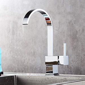 happlignly copper kitchen sink faucet bath sink faucet cold and hot water mixer 360 degree rotary faucet basin faucet chrome-plated polished square single handle