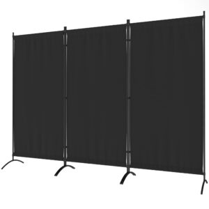 morngardo room divider folding privacy screens 3 panel partitions dividers portable separating for home office bedroom dorm decor (black)