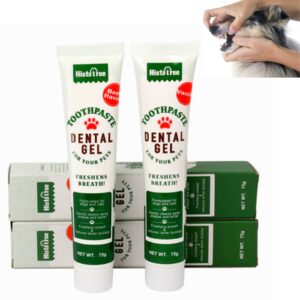 cuecomer pets clinical care dental toothpaste for dogs and cats, soothes inflamed gums ,safe for puppies 2 pack fresh breath vanilla & beef